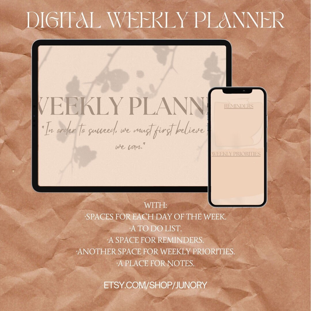 Digital Weekly Planner, Landscape, Printable, Useful. for Tablet, Ipad ...