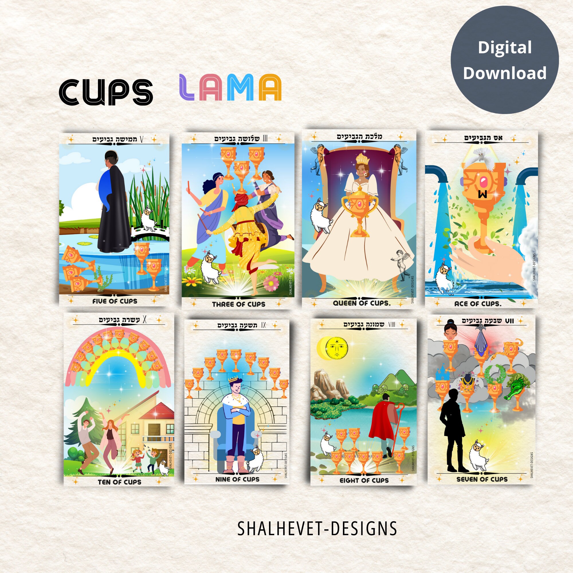 78 Printable Tarot LAMA Cards | Personal Growth Gift | A Unique ...