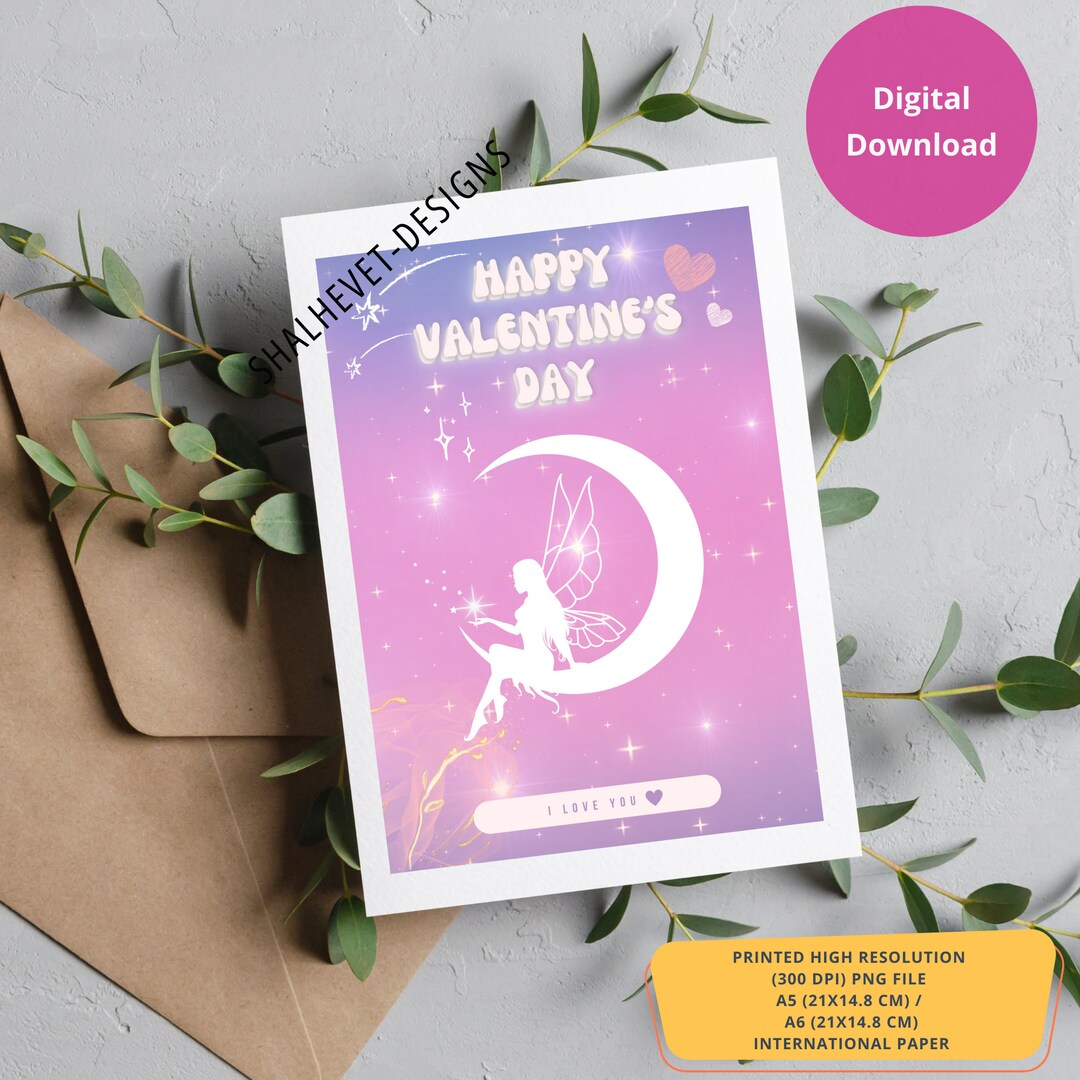 2 Happy Valentine’s Cards / Printable Valentine's Cards / Moon ...