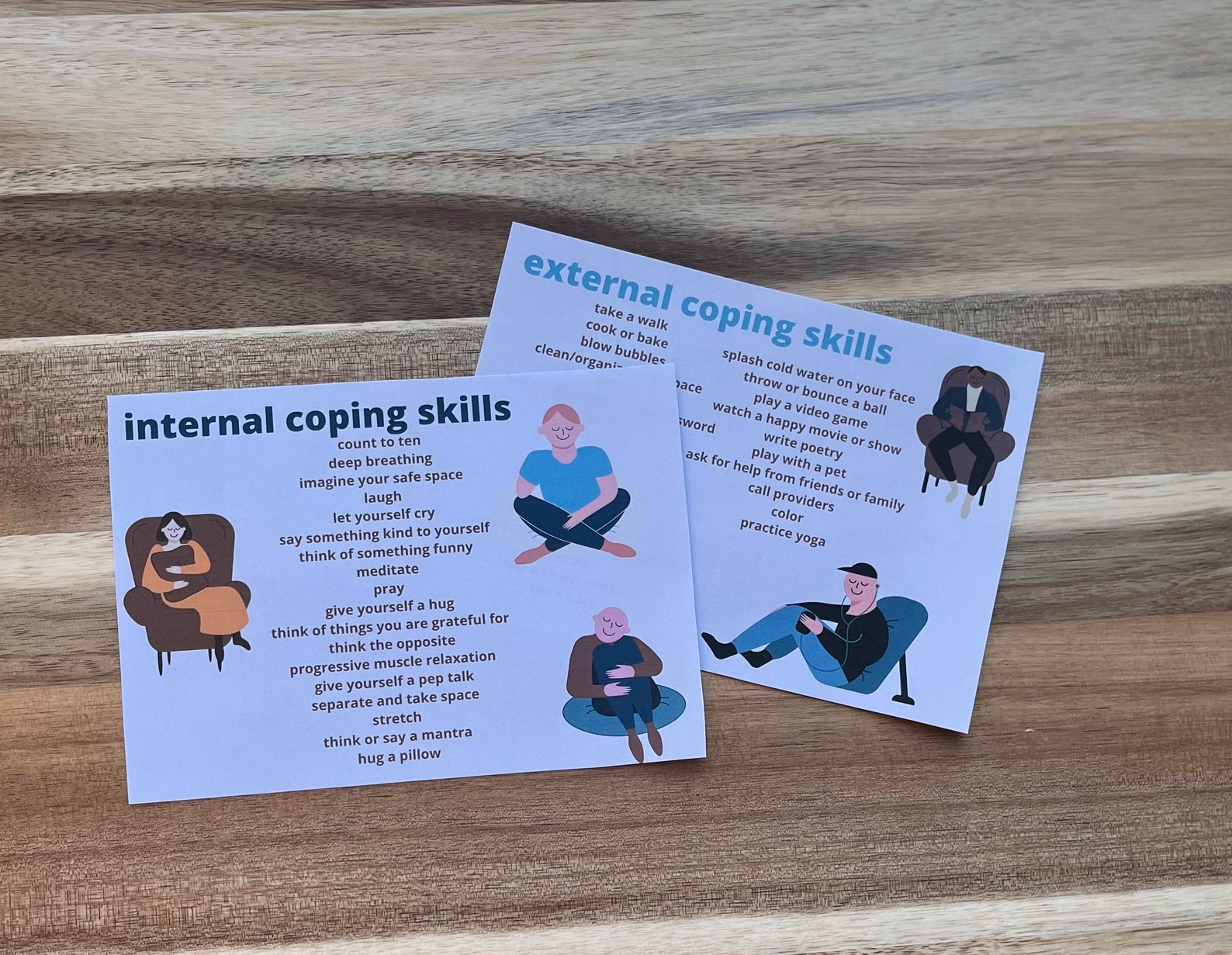 Coping Skills Printable Prompting Card Internal and External Coping ...