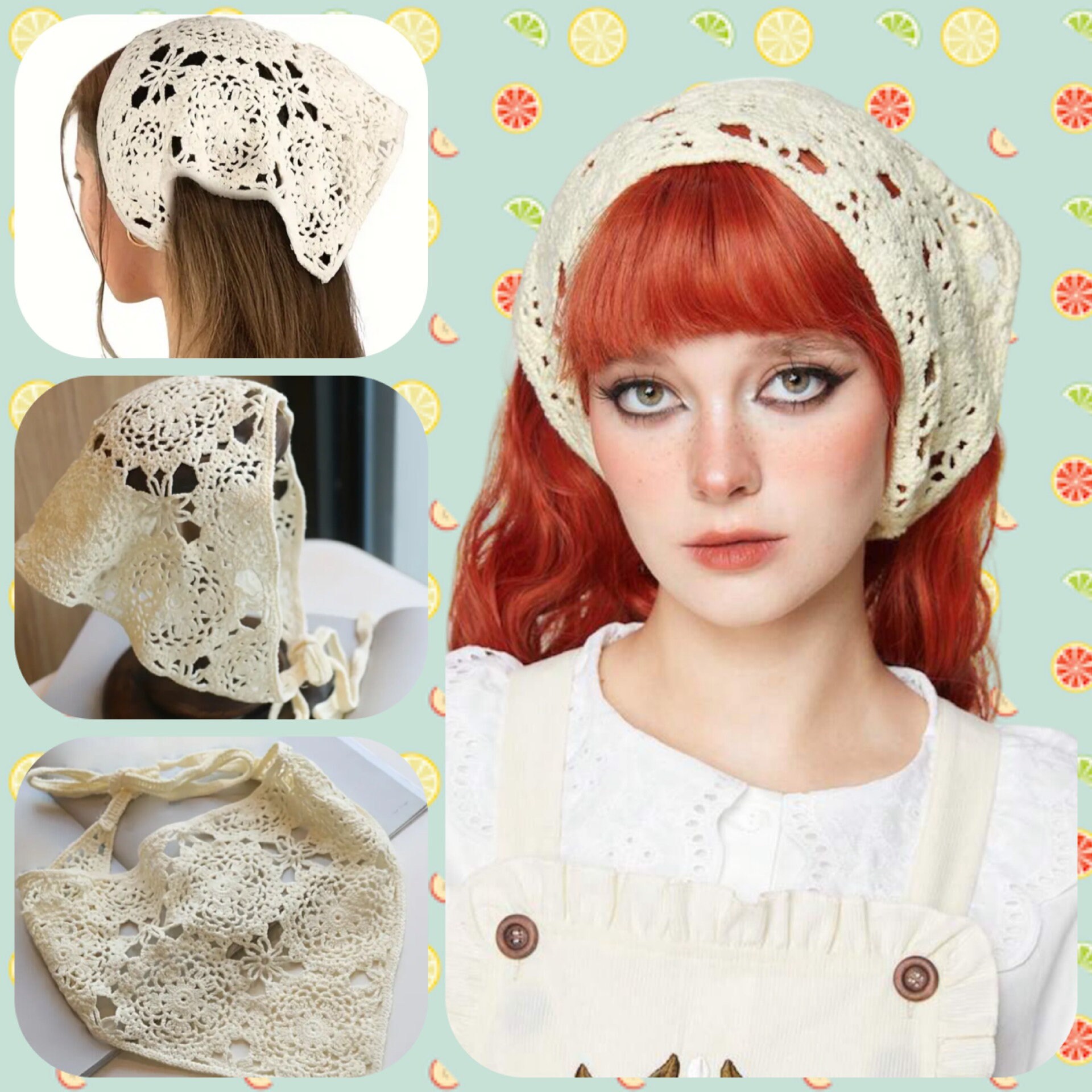 Daisy Woman Crochet Triangle Bandana, Boho Floral Headscarf, Festival ...