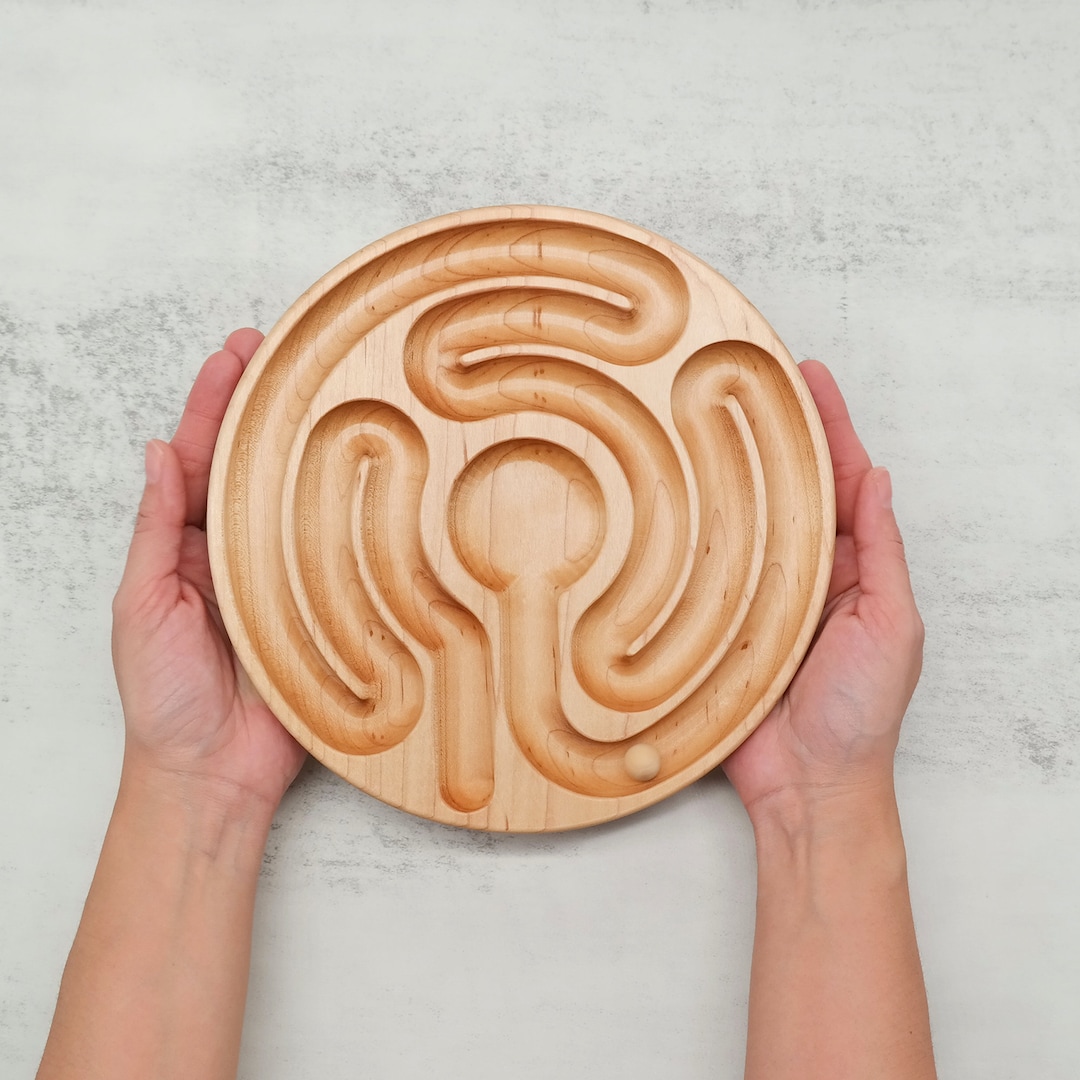 Radial Finger Labyrinth Ideal for Mindful Breathing, Handheld Wooden ...