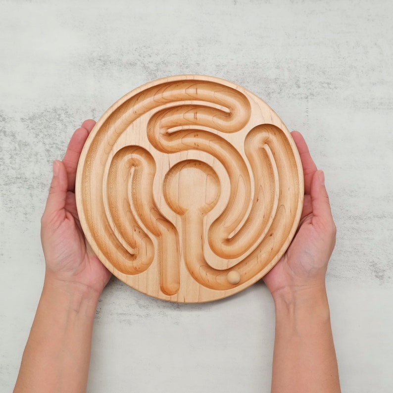 Radial Finger Labyrinth Ideal for Mindful Breathing, Handheld Wooden ...