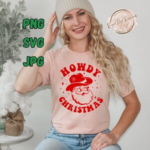 Howdy Christmas Svg, Howdy Santa Svg, Cowboy Santa Png, Western Groovy ...