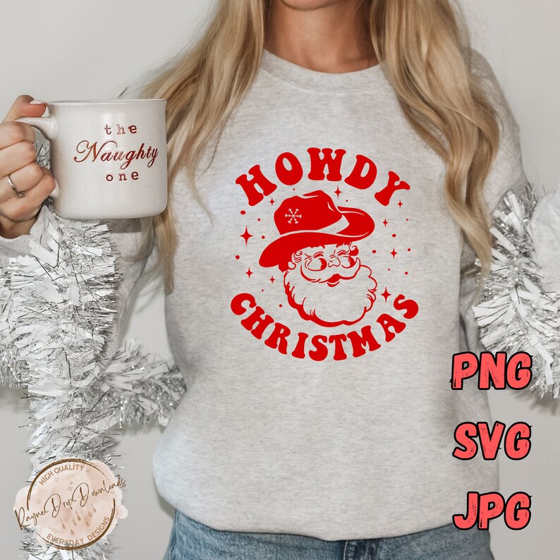 Howdy Christmas Svg, Howdy Santa Svg, Cowboy Santa Png, Western Groovy ...