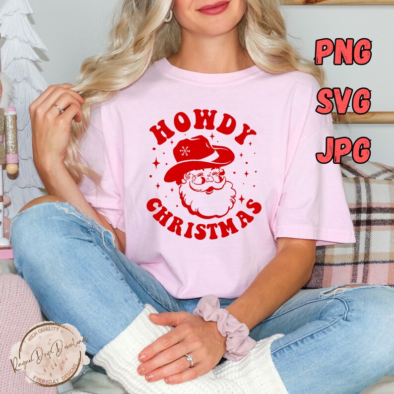 Howdy Christmas Svg, Howdy Santa Svg, Cowboy Santa Png, Western Groovy ...