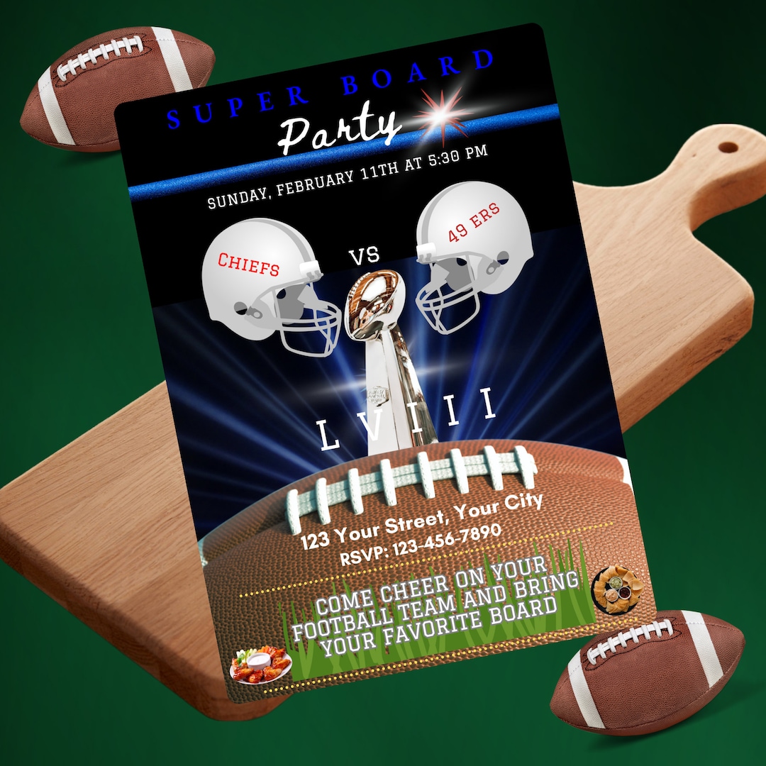 Super Bowl Party Invitation, Digital and Printable Canva Template ...