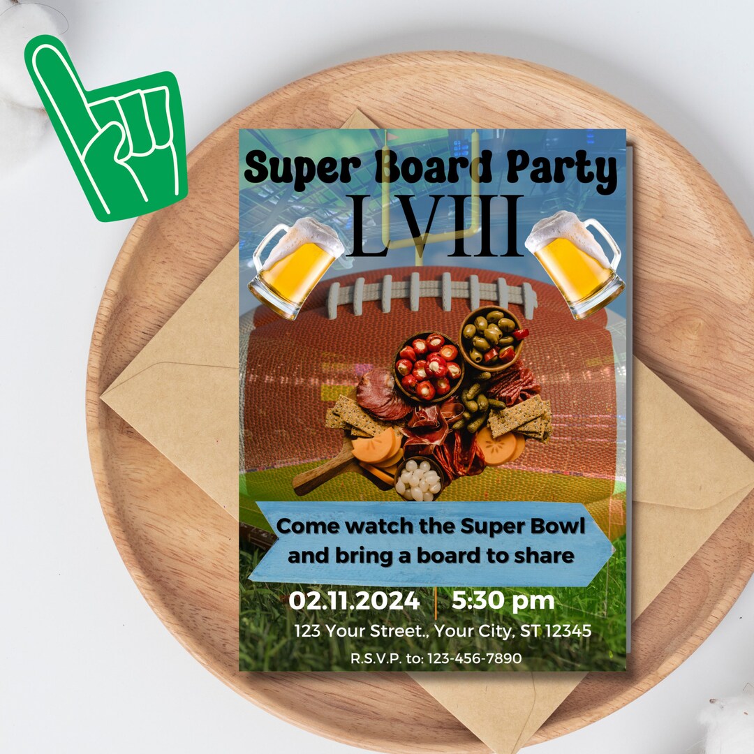 Super Bowl Party Invitation, Digital and Printable Canva Template ...