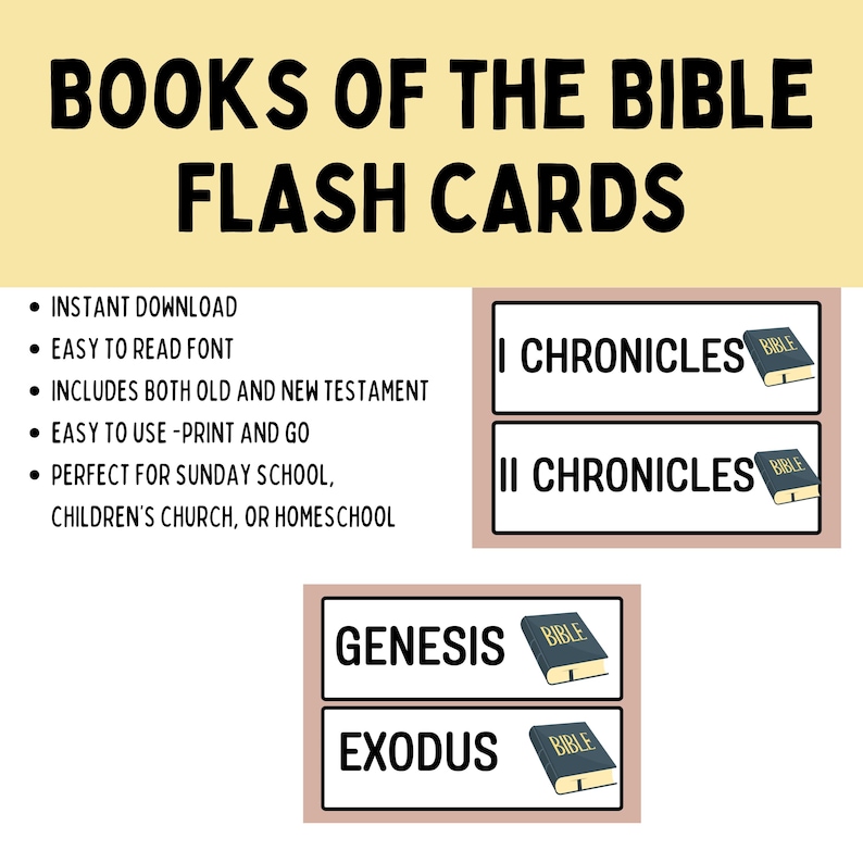 Printable Books of the Bible Flashcards | Old and New Testament | Ready ...