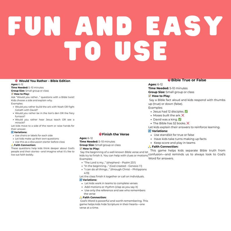 Printable Bible Games for Kids: Sunday School & VBS Activities (digital ...