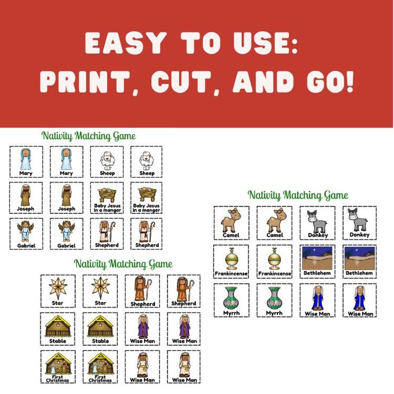 Printable Nativity Matching Game Christmas Activity for Kids| Christmas ...