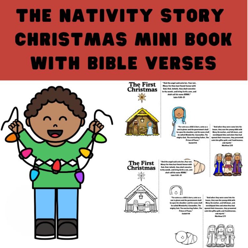 Christmas Story Mini Book: Nativity Coloring Activity (digital Download ...