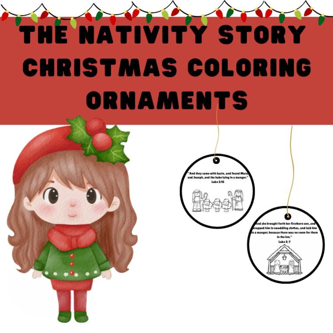 Nativity Story Coloring Christmas Ornaments With KJV Bible Verses ...
