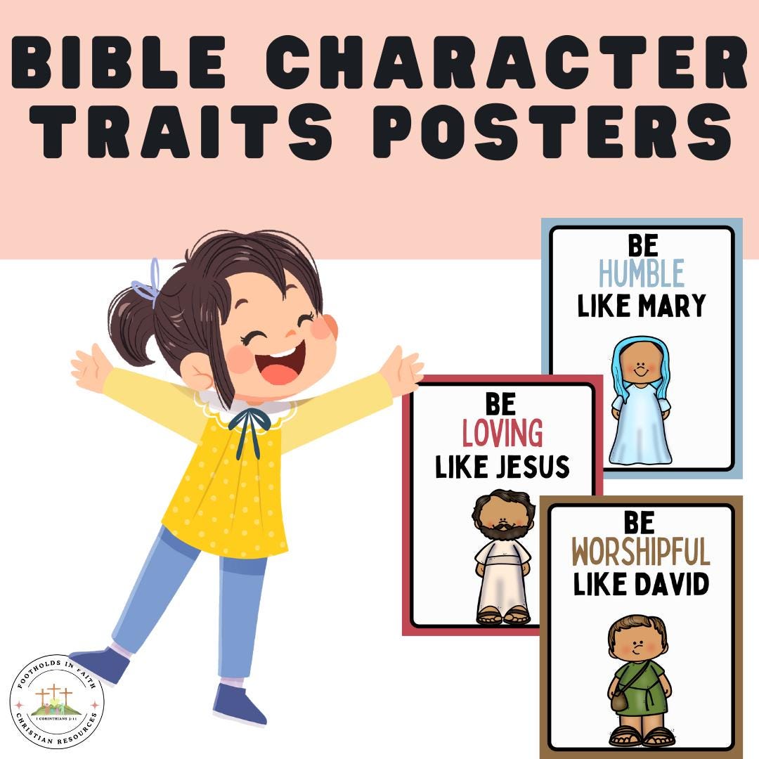 Bible Character Traits Posters | Sunday School Decor | Kids Church ...