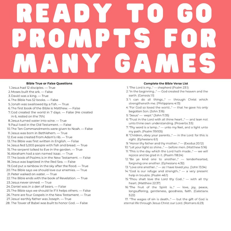 Printable Bible Games for Kids: Sunday School & VBS Activities (digital ...