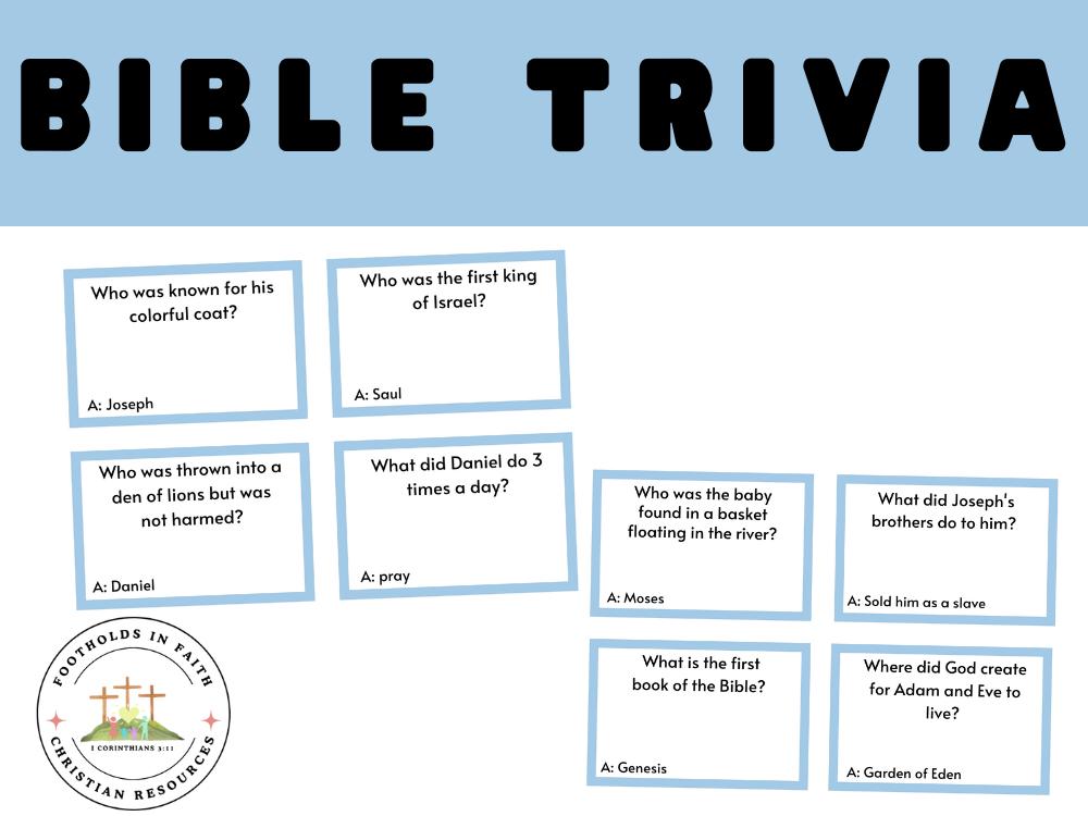 Bible Trivia Printable for Kids and Adults| Fun Christian Quiz Game ...
