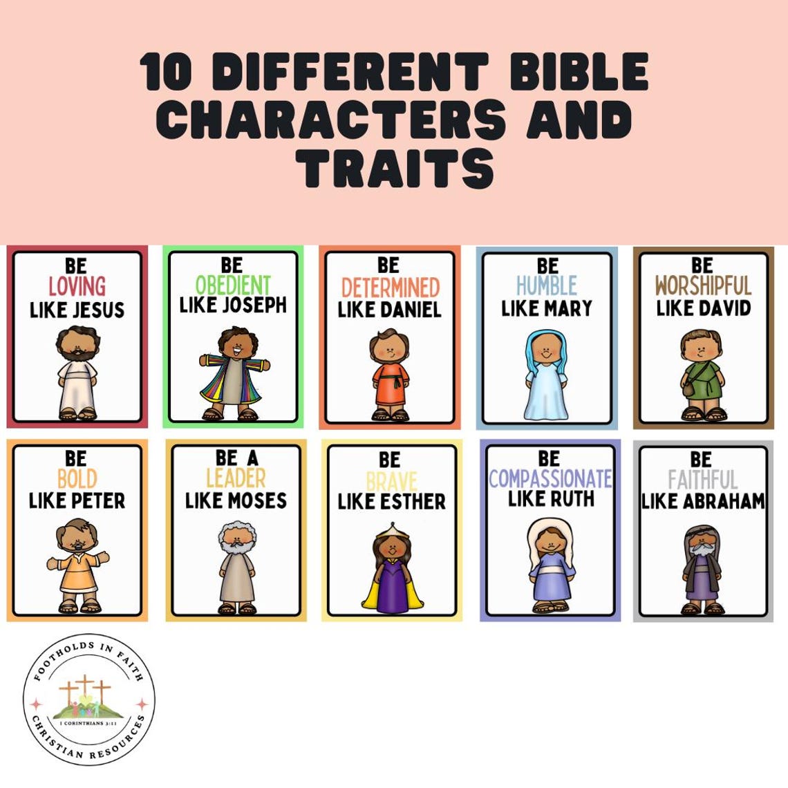 Bible Character Traits Posters | Sunday School Decor | Kids Church ...