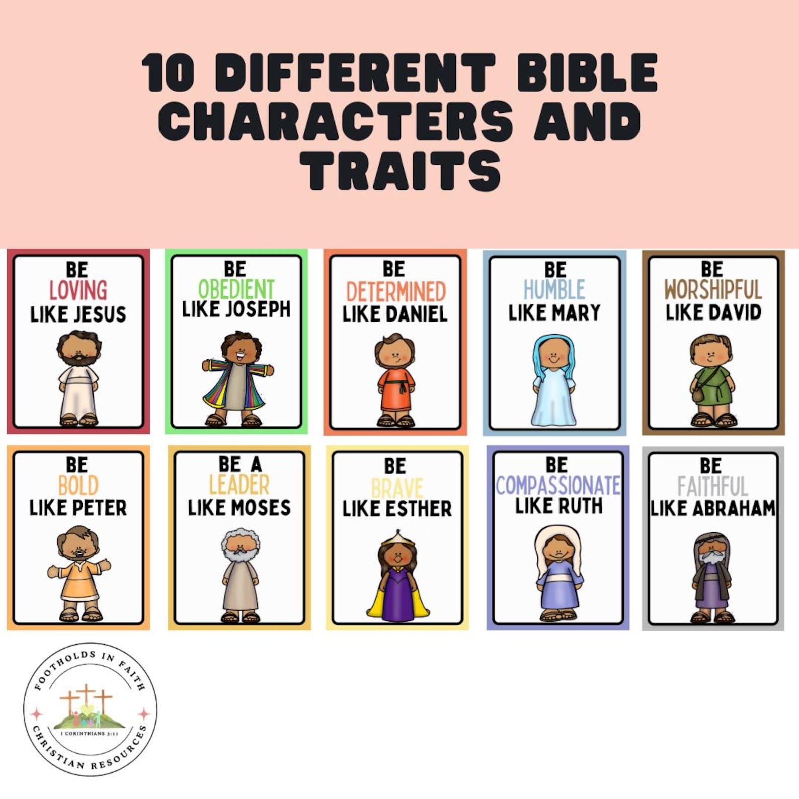 Bible Character Traits Posters: Sunday School Classroom Decor (digital ...