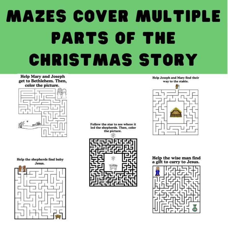 Nativity Mazes for Kids: First Christmas Activity (printable) - Etsy