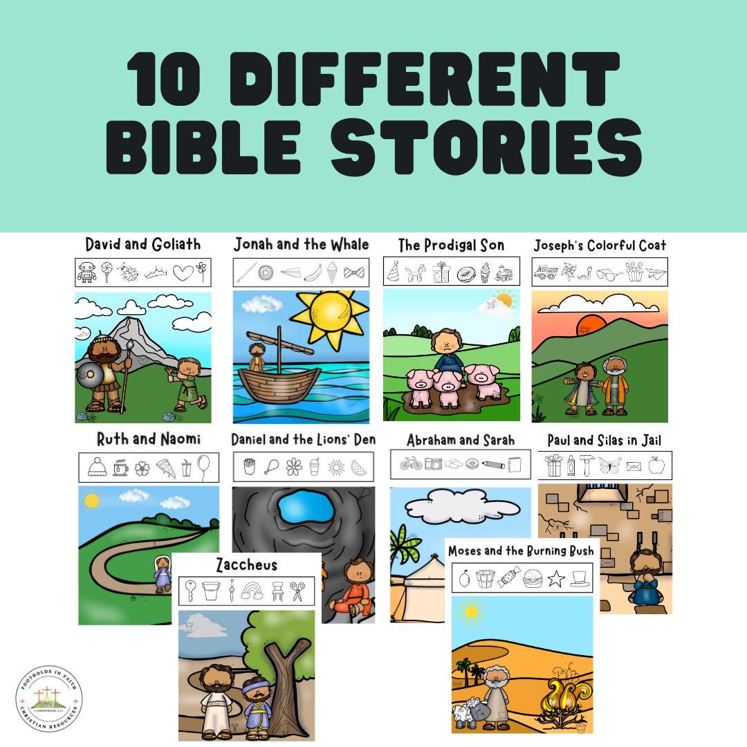 Bible Story Hidden Pictures Activity Pack: Christian Puzzles (digital ...