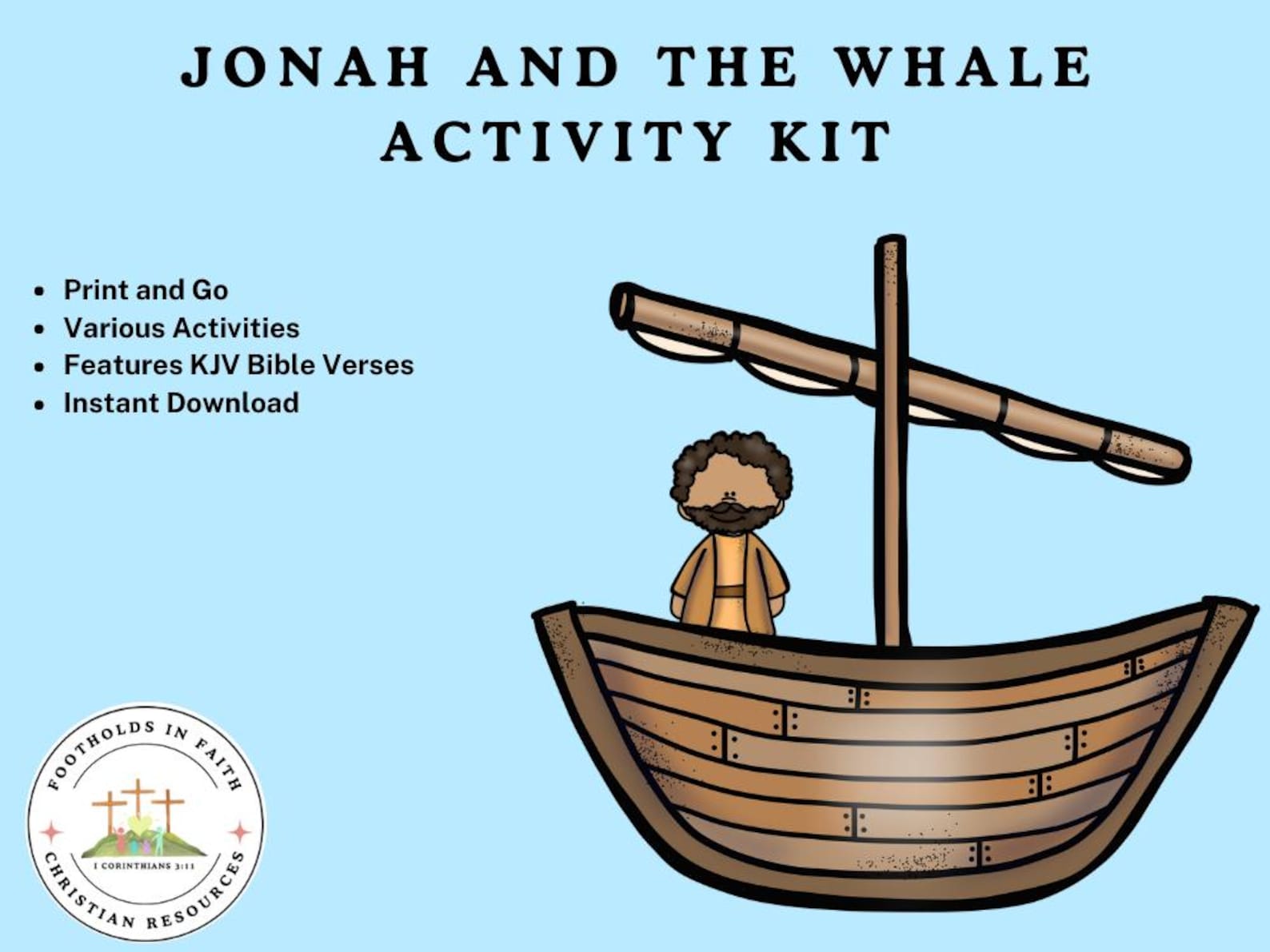 Jonah and the Whale Bible Story Activity Kit – Printable Crafts, Games ...