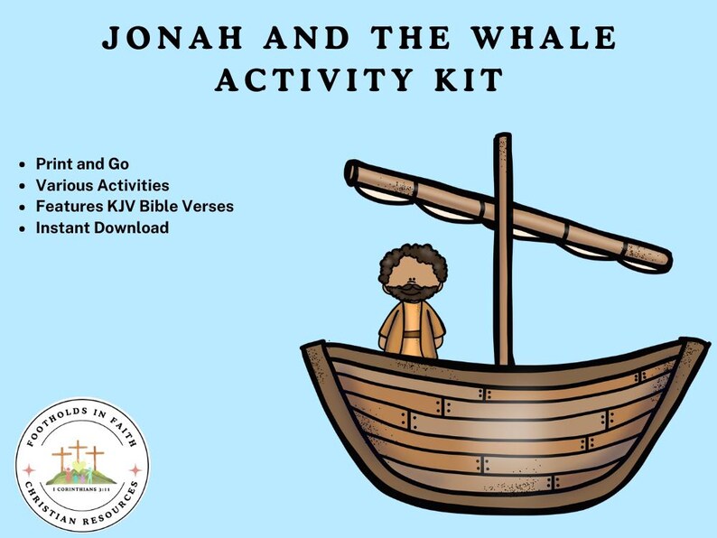 Jonah and the Whale Bible Story Activity Kit – Printable Crafts, Games ...