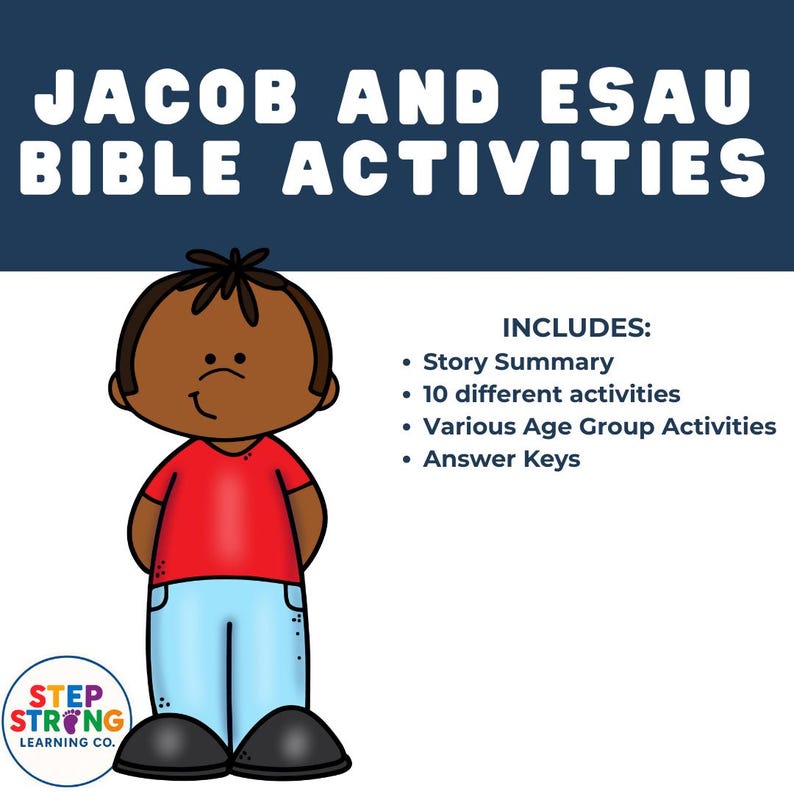 Jacob and Esau Bible Activities Pack: Sunday School, VBS (printable Set ...