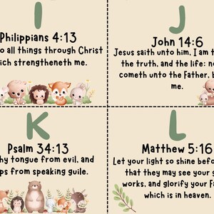 ABC Bible Verse Cards for Kids | Woodland Animal Theme | KJV Scripture ...