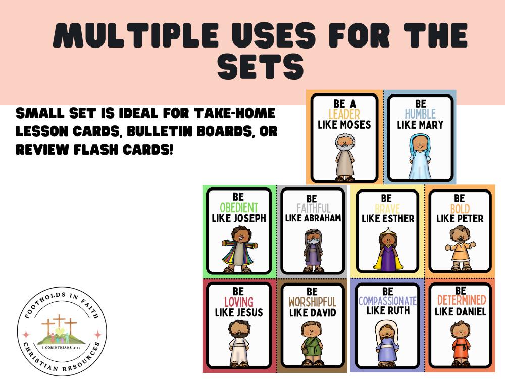 Bible Character Traits Bundle: Christian Posters, Flash Cards, Coloring ...