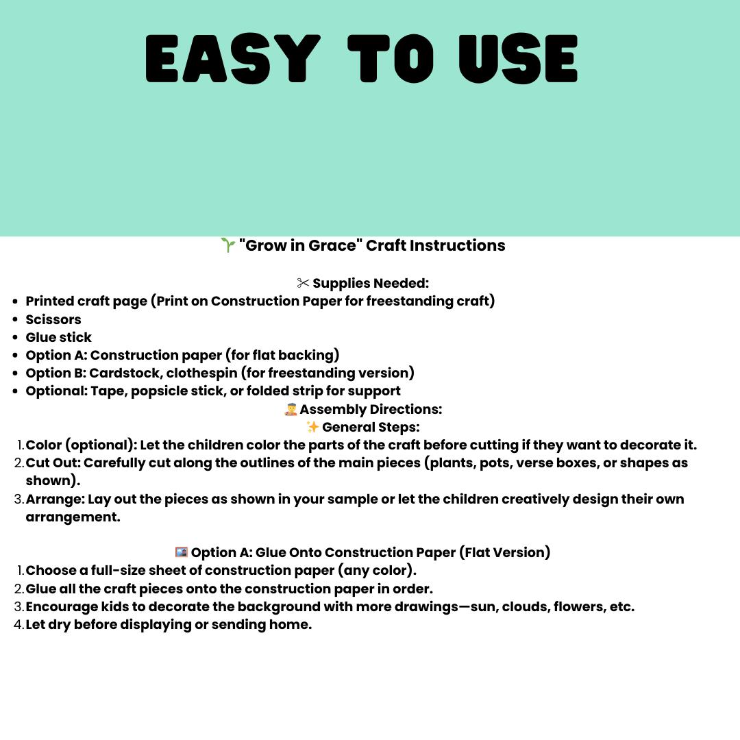 Grow in Grace Flower Craft: Bible Verse Activity (printable) - Etsy