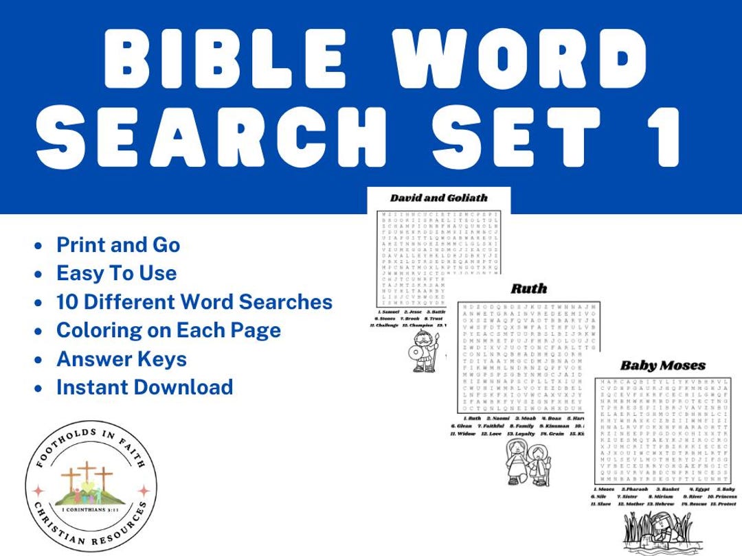 Bible Word Search & Coloring Pages Set 1 | Kids Bible Activities for ...