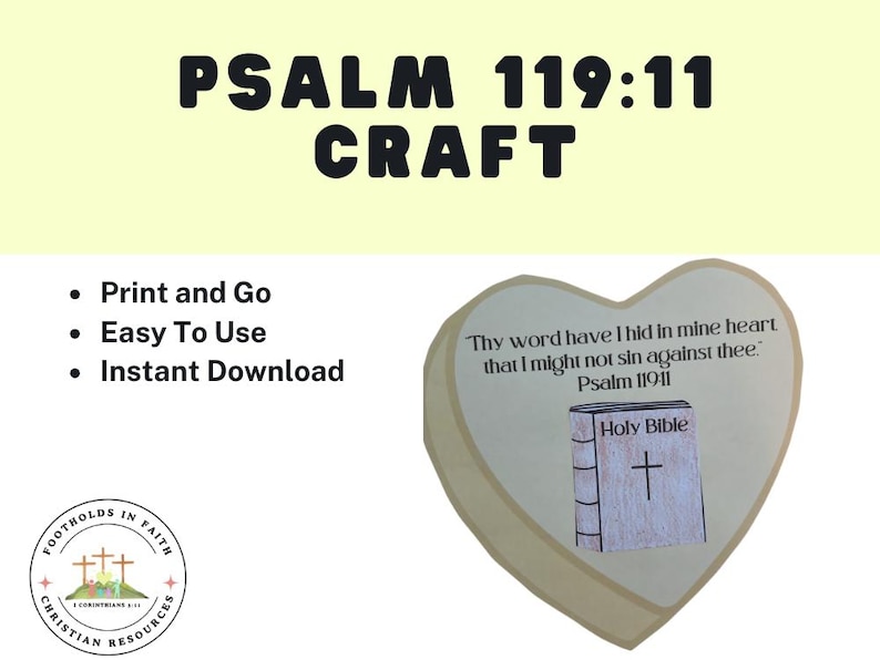 Psalm 119:11 Sunday School Craft| Love of God Craft| God's Word Have I ...