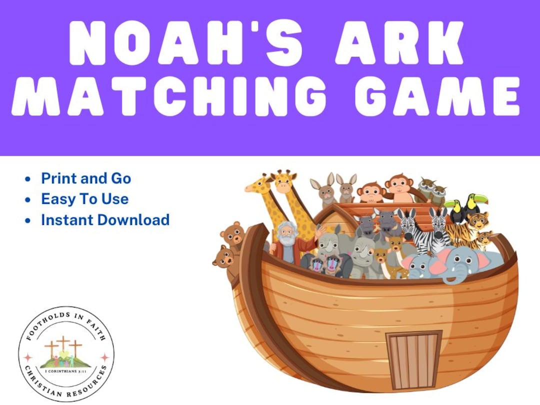 Noah's Ark Matching Game - Bible-themed Animal Match Game for Kids ...