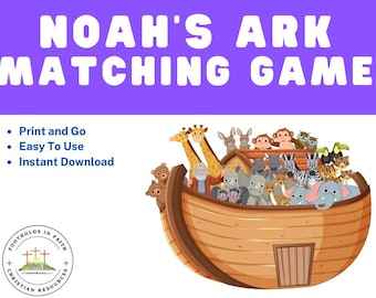 Noah's Ark Matching Game - Bible-themed Animal Match Game for Kids, Christian Educational ...
