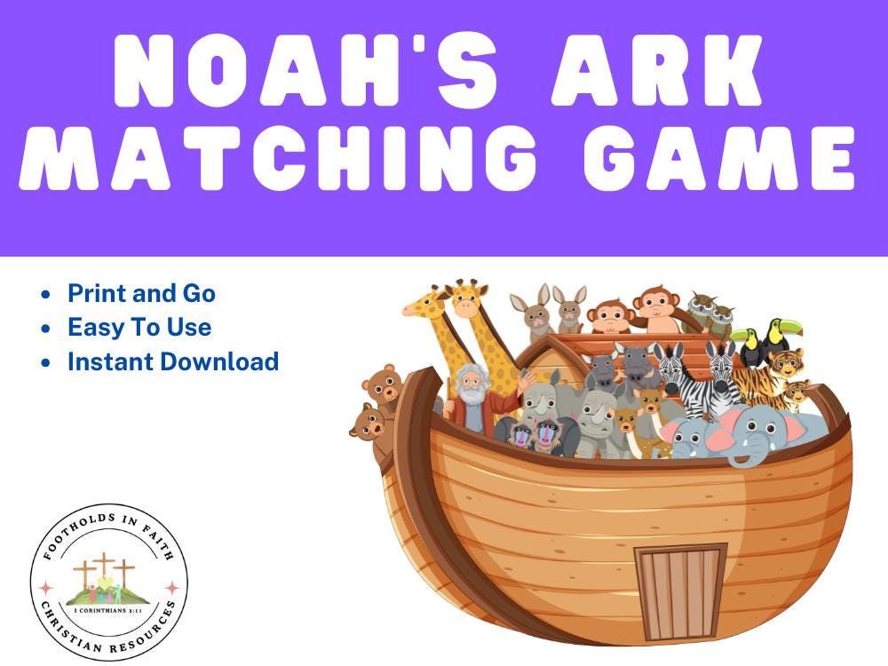 Noah's Ark Matching Game - Bible-themed Animal Match Game for Kids ...