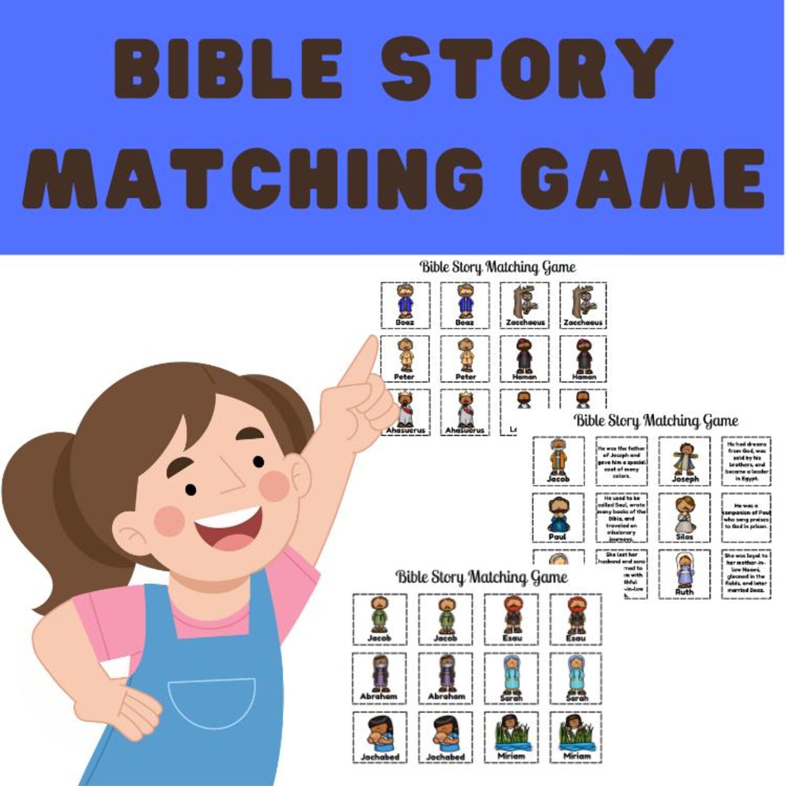 Bible Stories Matching Game for Kids – Fun Homeschool, Sunday School ...