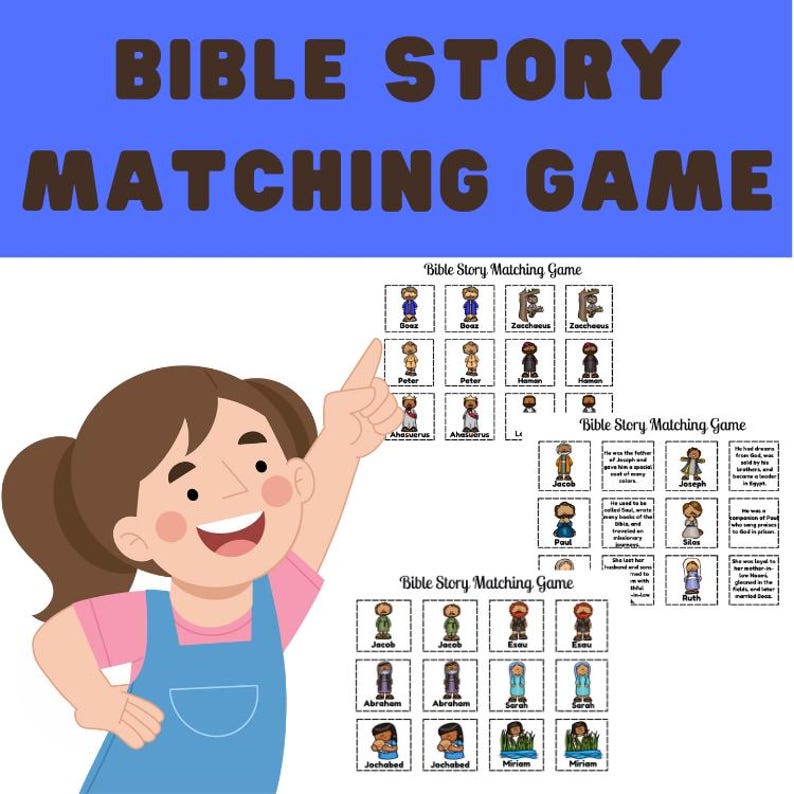 Bible Stories Matching Game for Kids – Fun Homeschool, Sunday School ...