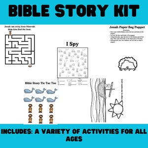 Jonah and the Whale Bible Story Kit for Kids | KJV Memory Verses, Bible ...
