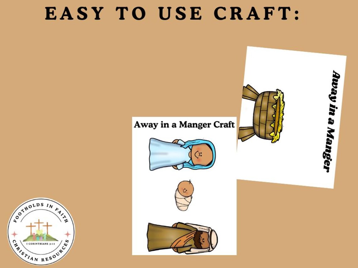 Away in a Manger Christmas Craft Kit for Kids - Printable Nativity ...