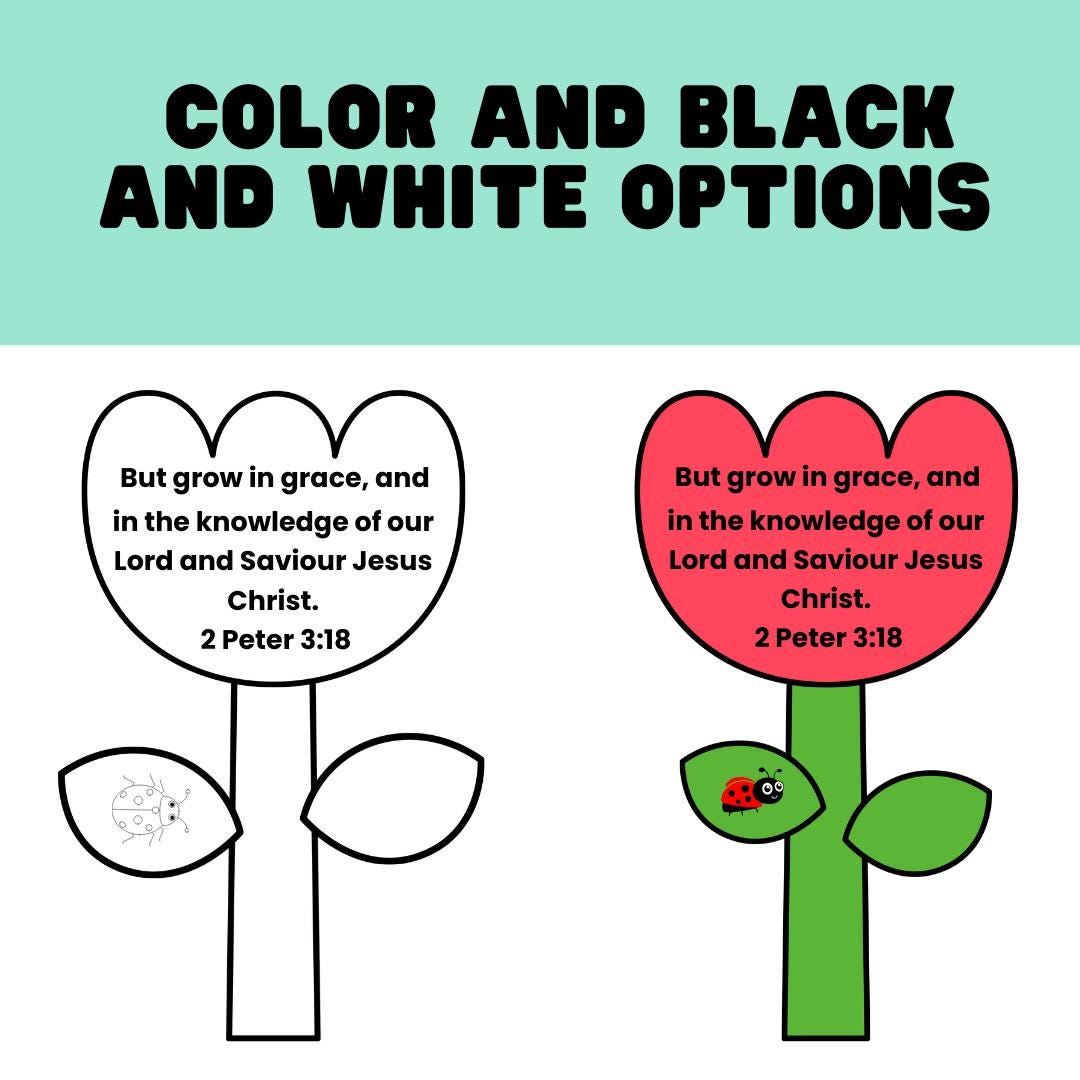 Grow in Grace Flower Craft: Bible Verse Activity (printable) - Etsy