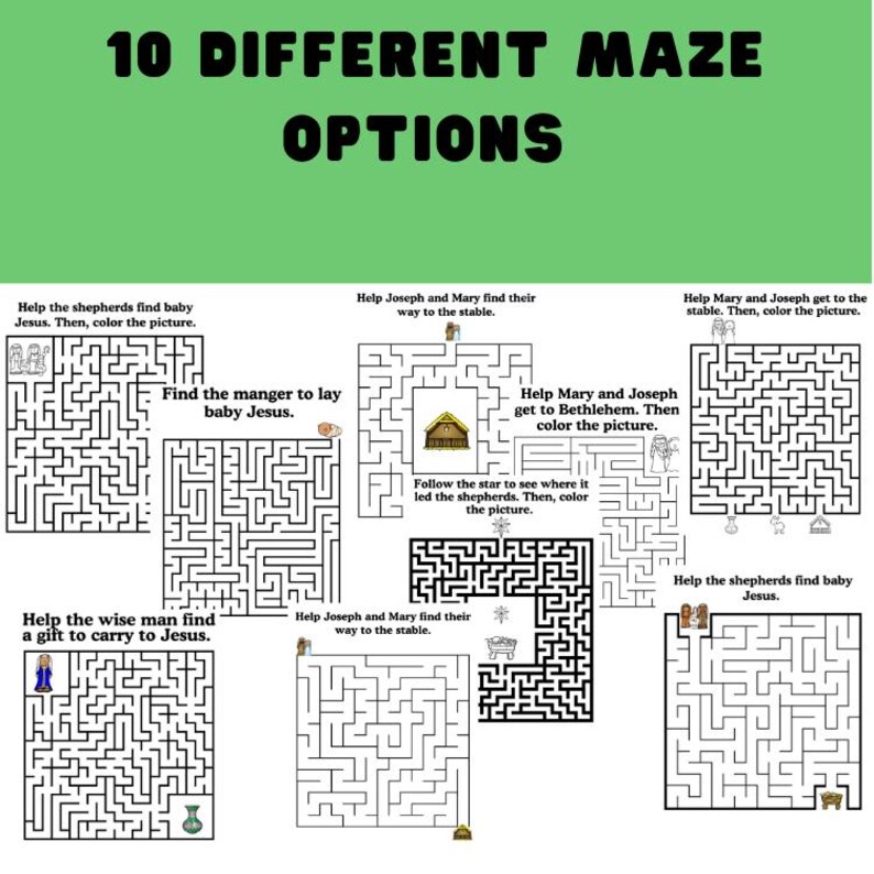 Nativity Mazes for Kids: First Christmas Activity (printable) - Etsy