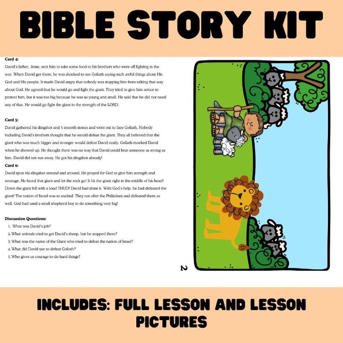 David and Goliath Bible Story Kit for Kids | KJV Memory Verses, Bible ...