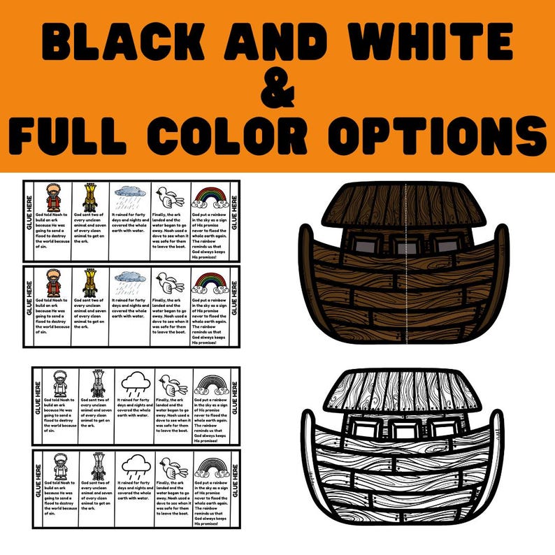 Noah's Ark Bible Craft: Printable Story Strip (digital Download) - Etsy