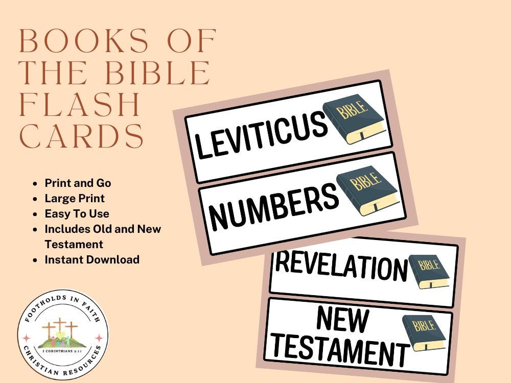 Printable Books of the Bible Flashcards Old and New Testament Ready to ...