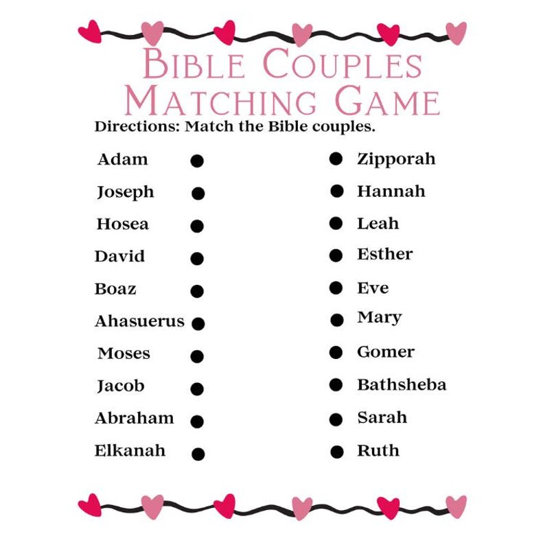 Bible Couples Matching Game: Christian Activity (digital Download) - Etsy