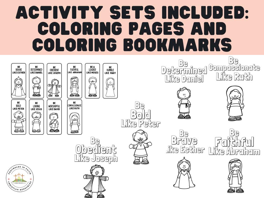 Bible Character Traits Bundle: Christian Posters, Flash Cards, Coloring ...