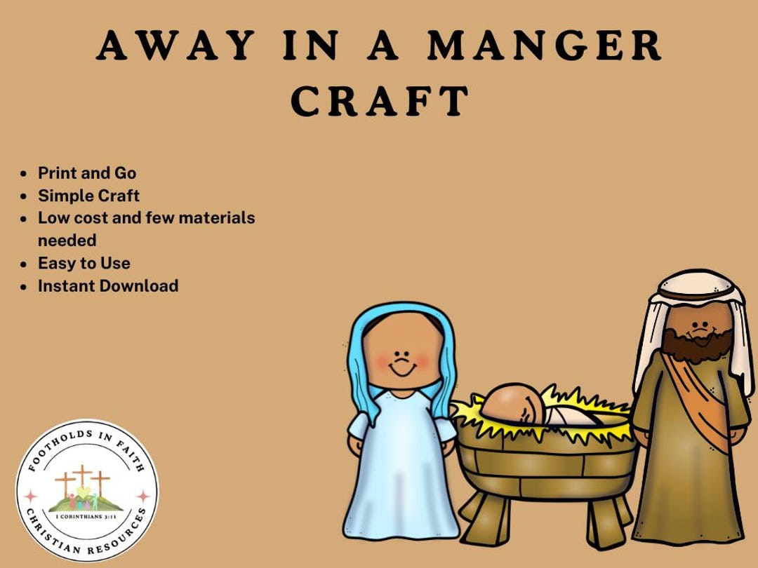 Away in a Manger Christmas Craft Kit for Kids - Printable Nativity ...