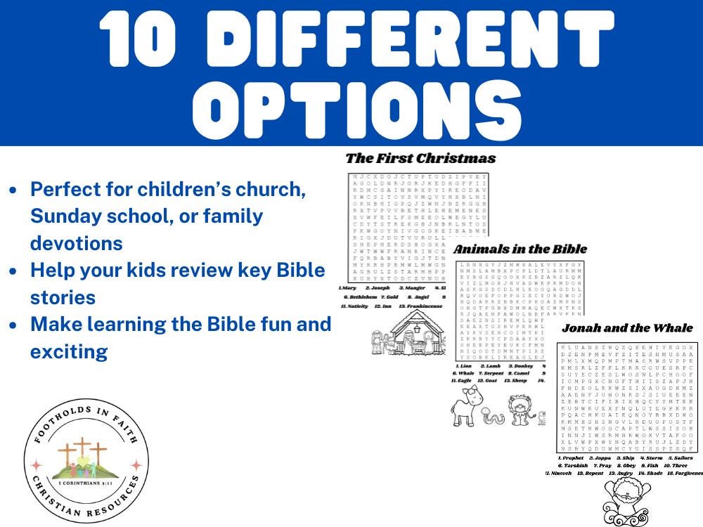 Bible Word Search & Coloring Pages Set 1 | Kids Bible Activities for ...