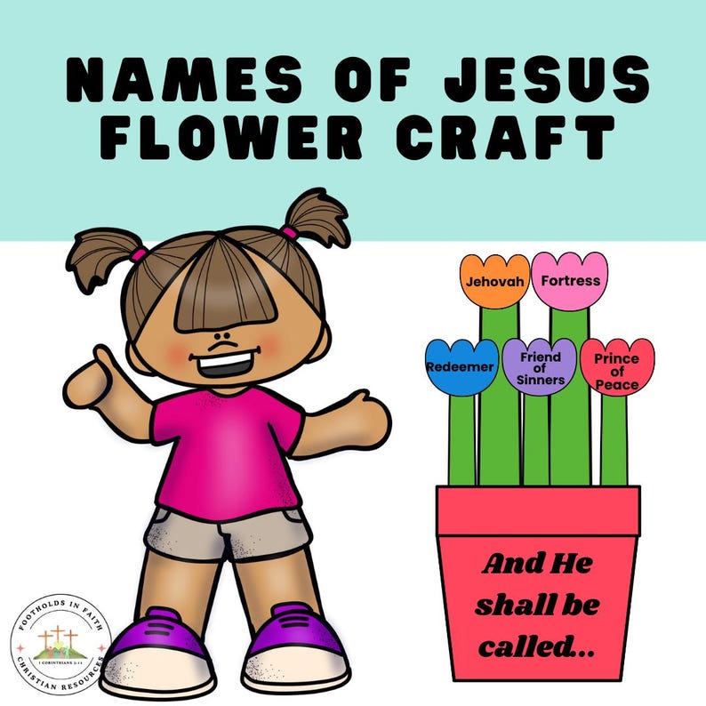 Names of God Flower Craft for Kids | Printable Bible Craft for Sunday ...