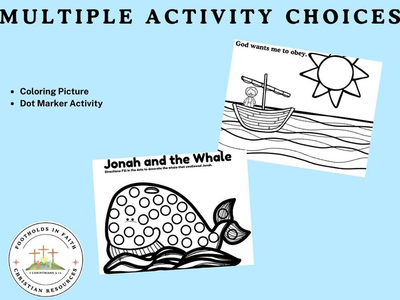 Jonah and the Whale Bible Story Activity Kit – Printable Crafts, Games ...